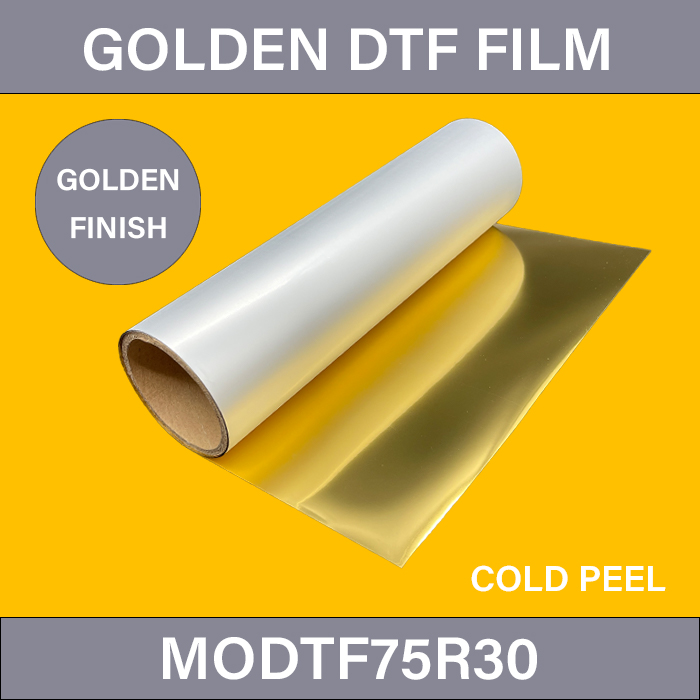 Golden DTF Film Roll – 75μm Golden DTF Transfer Film 0.30×100M Roll ...